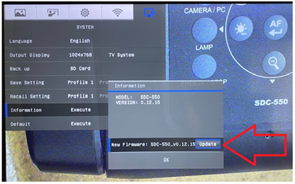 Updating or reflashing the SMART Document Camera 550