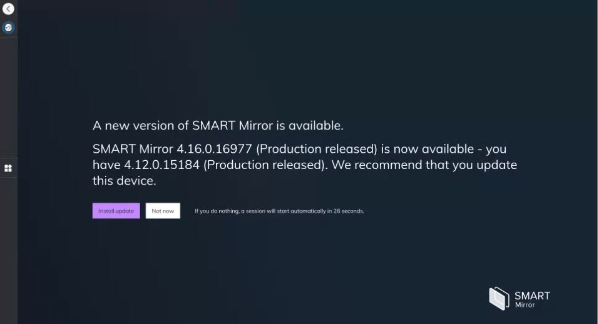 Updating the SMART Mirror app on a SMART Board interactive display