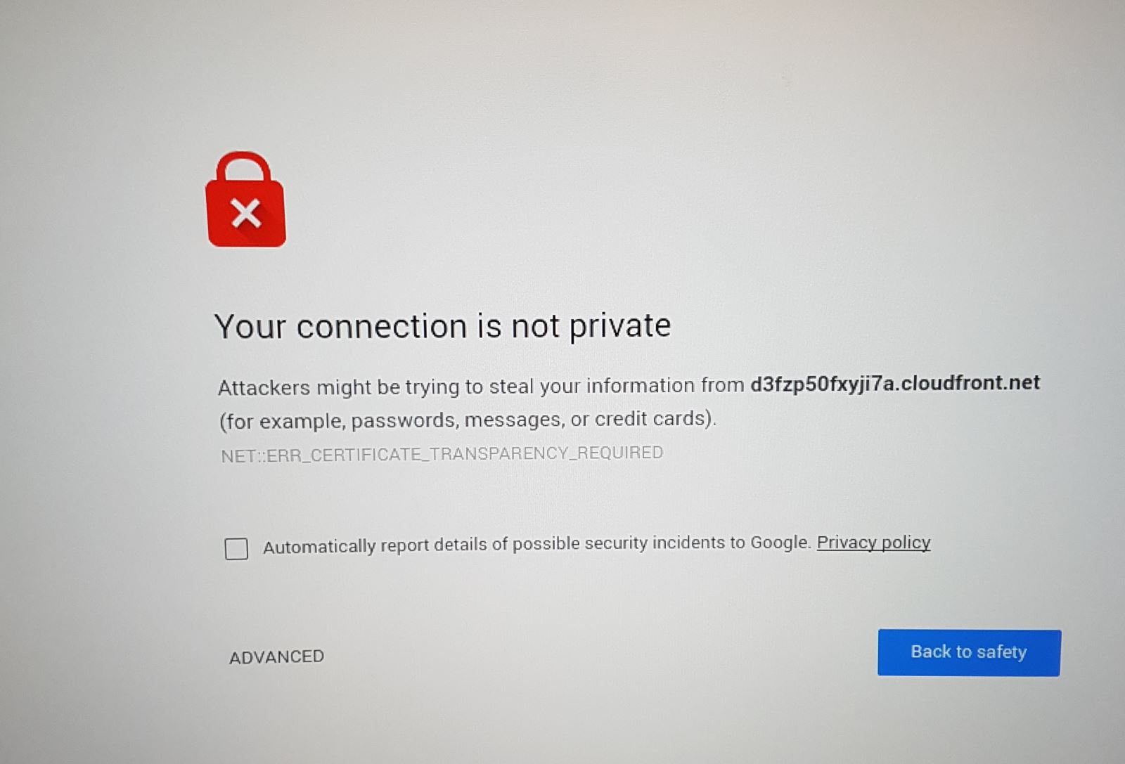 SMART kapp iQ 2.5 may report that your connection is not private, and may not display some ...