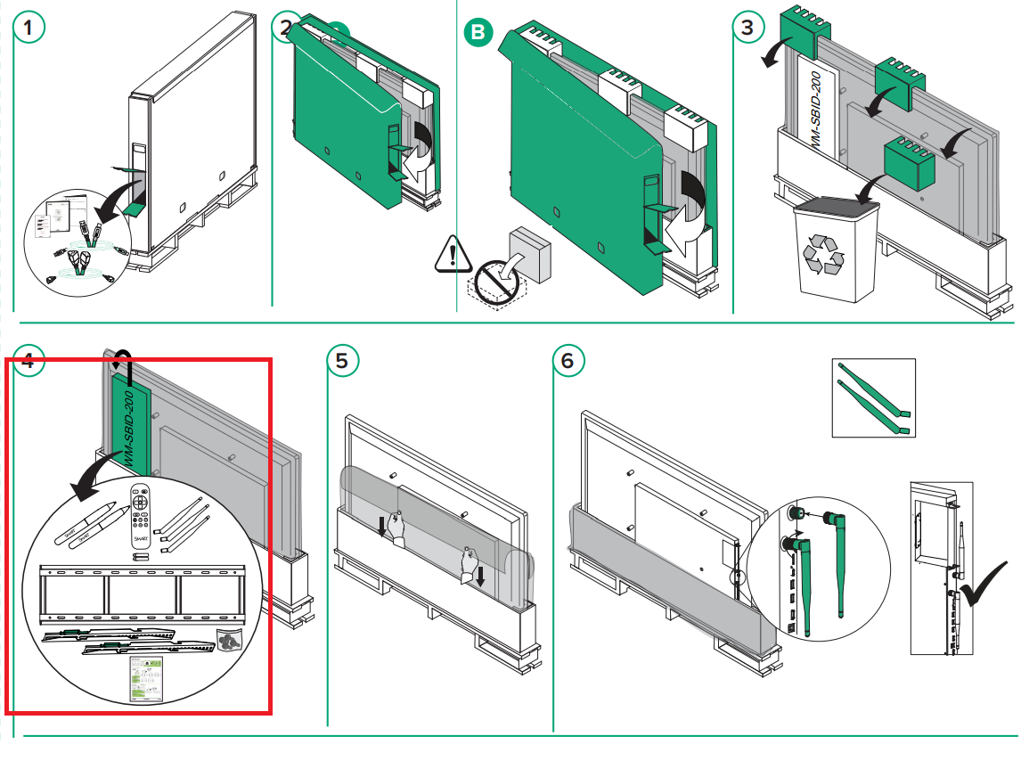 Location of accessory packaging in shipping boxes for SMART Board MX ...