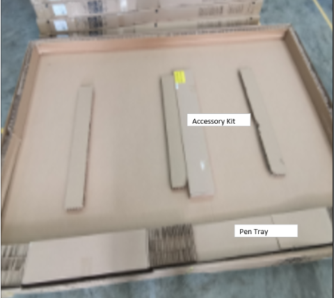 Location of accessory packaging in shipping boxes for SMART Board MX ...