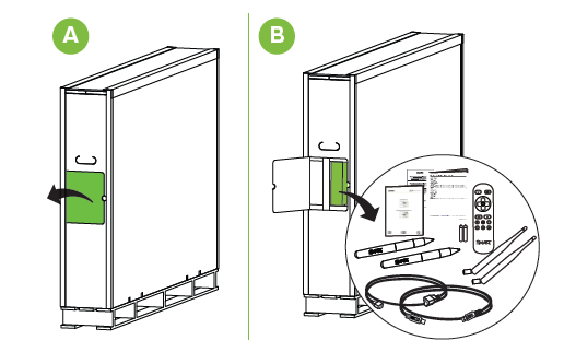 Location of accessory packaging in shipping boxes for SMART Board MX ...